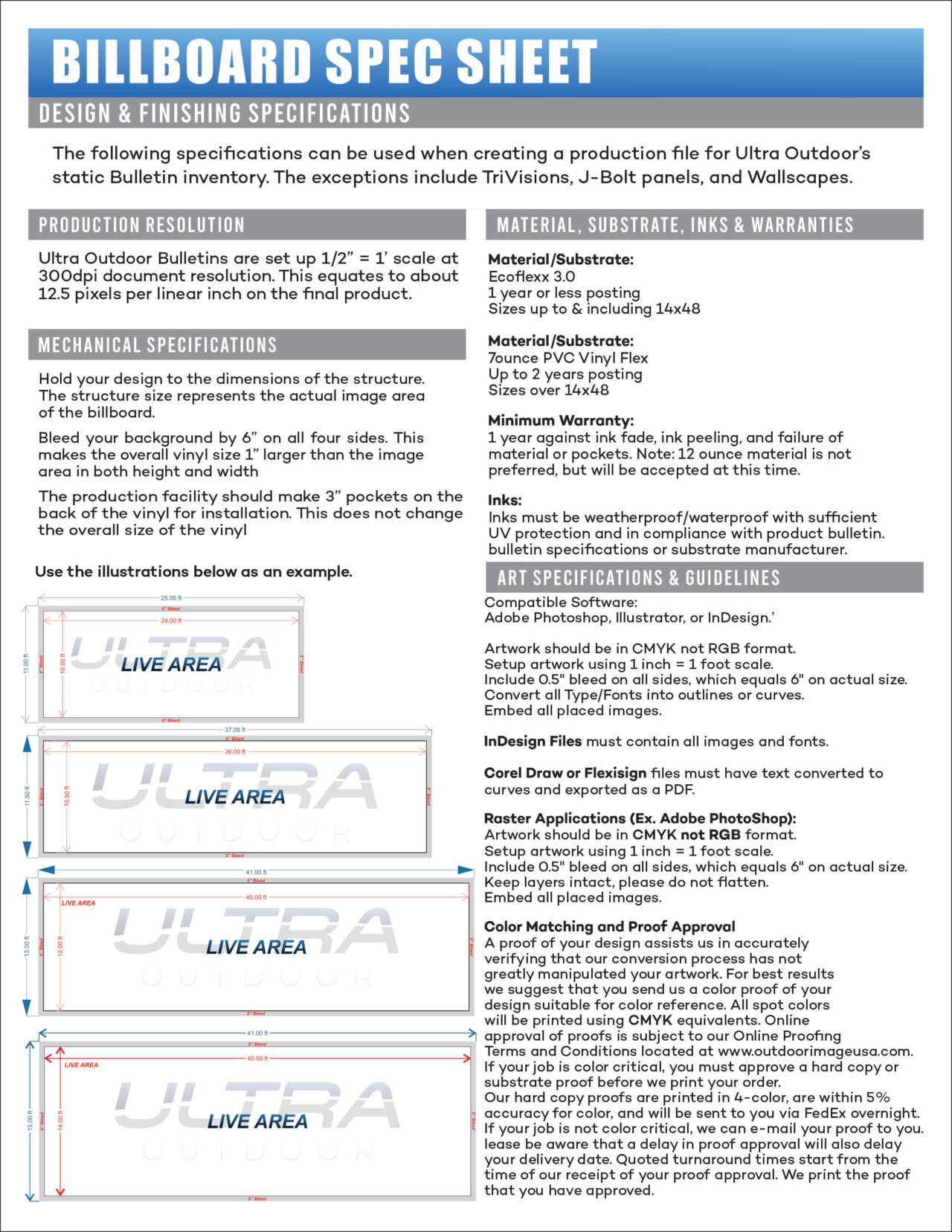 Spec Sheets - Ultra Outdoor